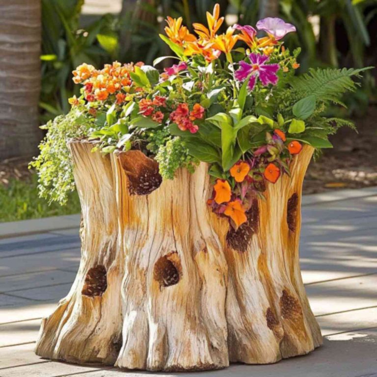 19 Best Tree Stump Planter Ideas You Need to Try This Season