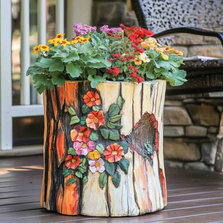 19 Best Tree Stump Planter Ideas You Need to Try This Season