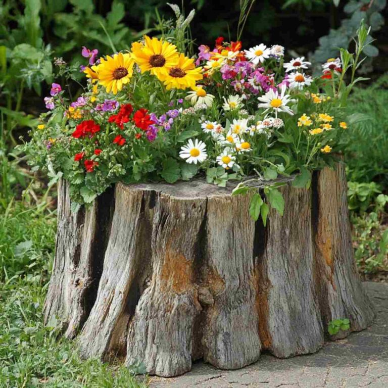 19 Best Tree Stump Planter Ideas You Need to Try This Season