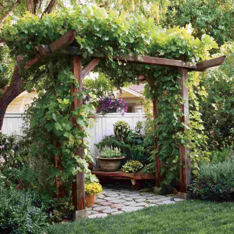 15 Easy and Beautiful Ground-Level Grape Arbor Ideas for Any Garden ...