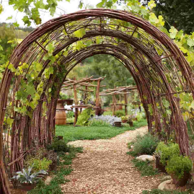 15 Easy and Beautiful Ground-Level Grape Arbor Ideas for Any Garden ...